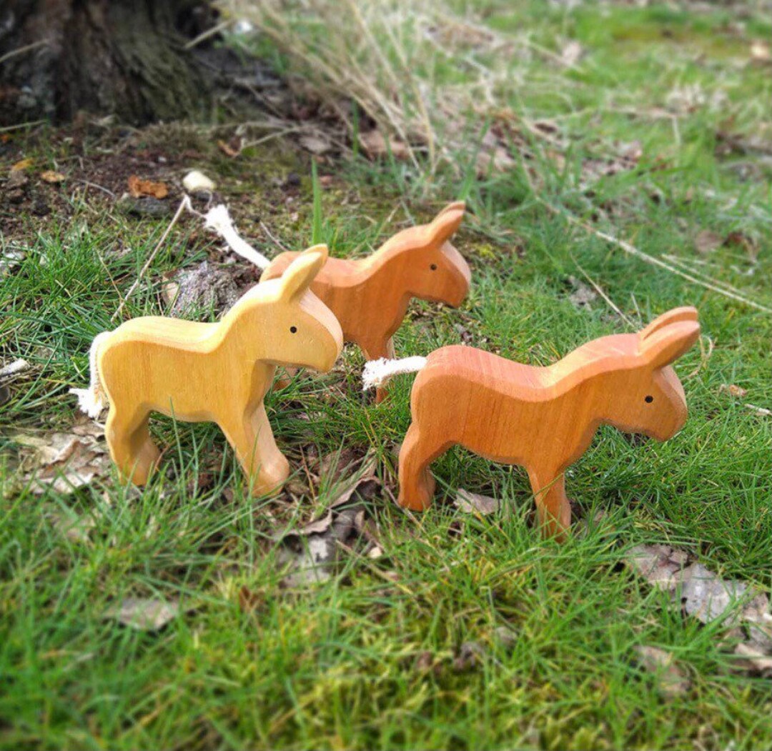 Wooden Animal Donkey Thinking Figure Wooden Donkey Wooden Play - Etsy