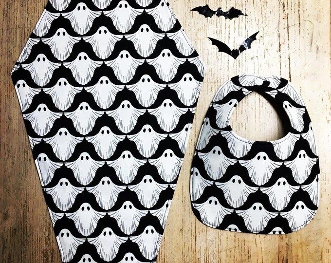 Spooky Boo Ghosts Coffin Burp Cloth Baby Bib Halloween Everyday Little ...