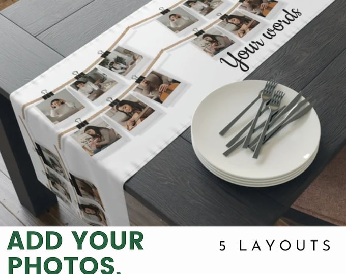 Photo Table Runner, Photo Collage Custom Table Runner, Personalized ...