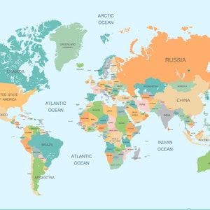 Blue World Map Table Runner , Map Table Runner, World Table Runner ...