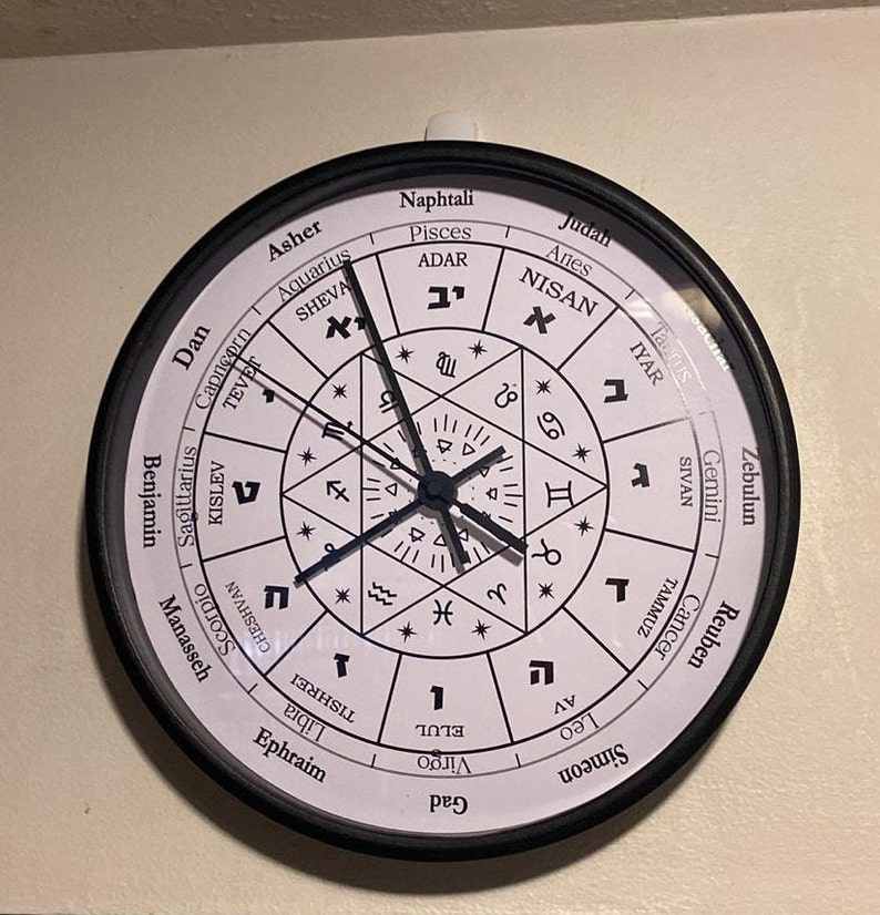 Jewish Calendar Wall Clock 12 Tribes of Israel Jewish Clock - Etsy