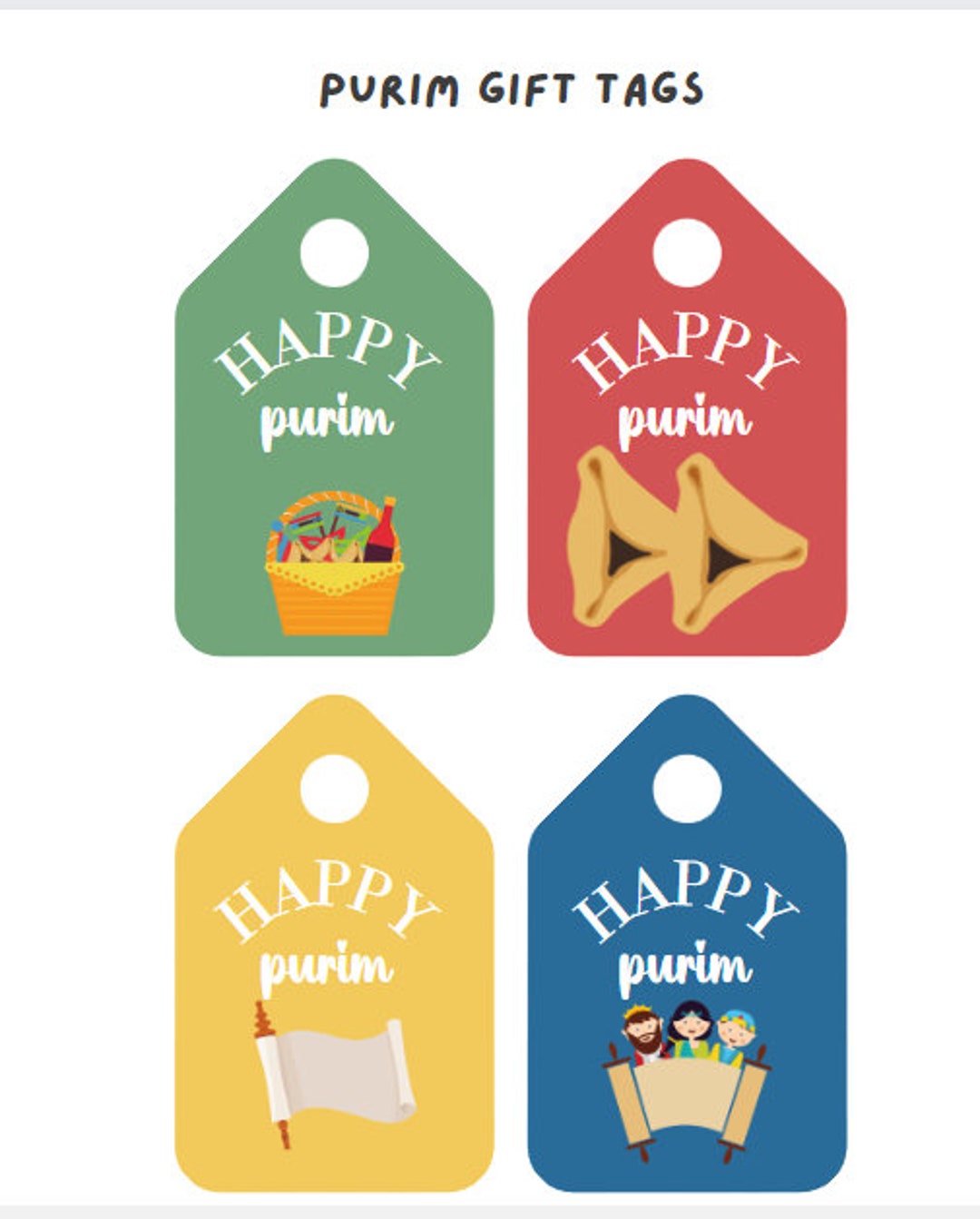 Purim Gift Tags, Printable Tags for Purim 2023, Mishloach Manot ...