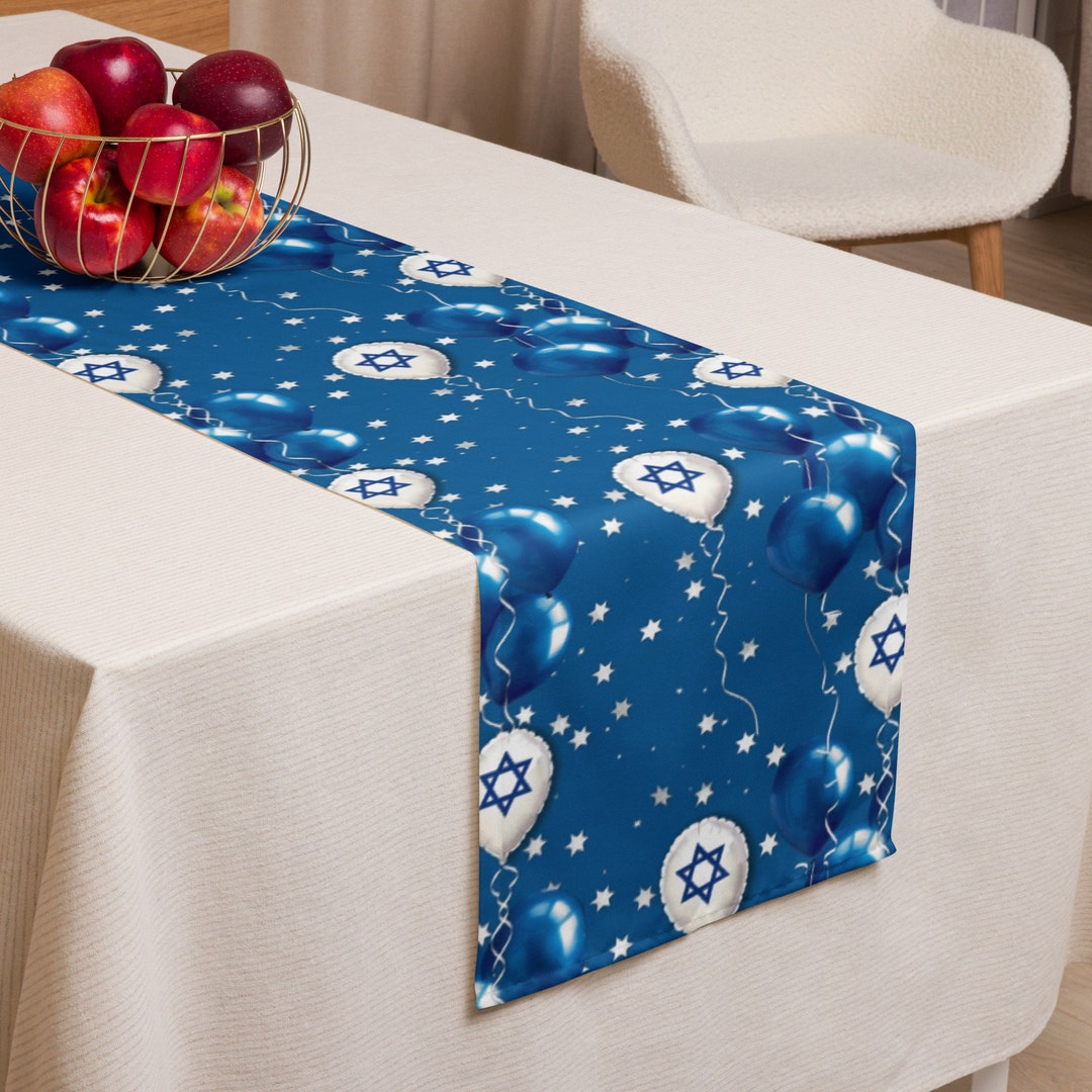 Israeli Independence Day Decoration , Israel Table Runner, 1948, Blue ...