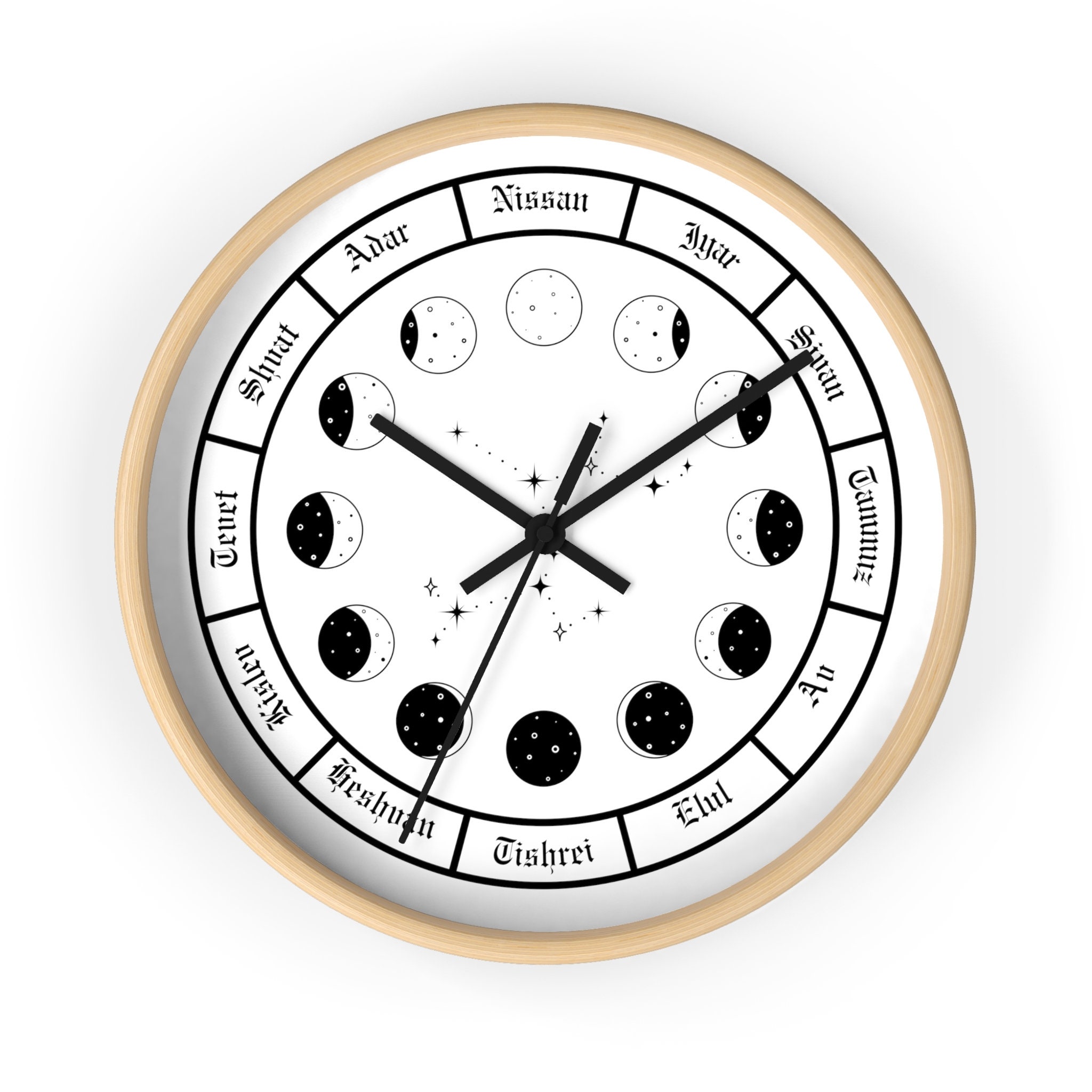 Moon Phases Wall Clock, Hebrew Month - Etsy