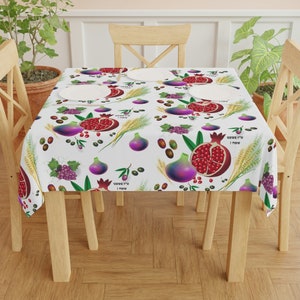 Tu B'shevat Tablecloth, the Seven Species Table Cover -jewish ...