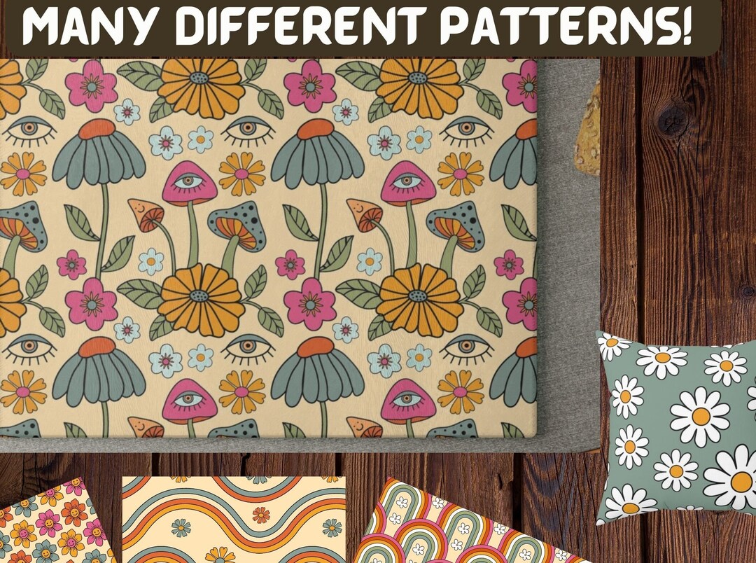 RETRO Stoff, 1970er Jahre, Baumwolle, Retro Braun, Orange Grün, Floral ...