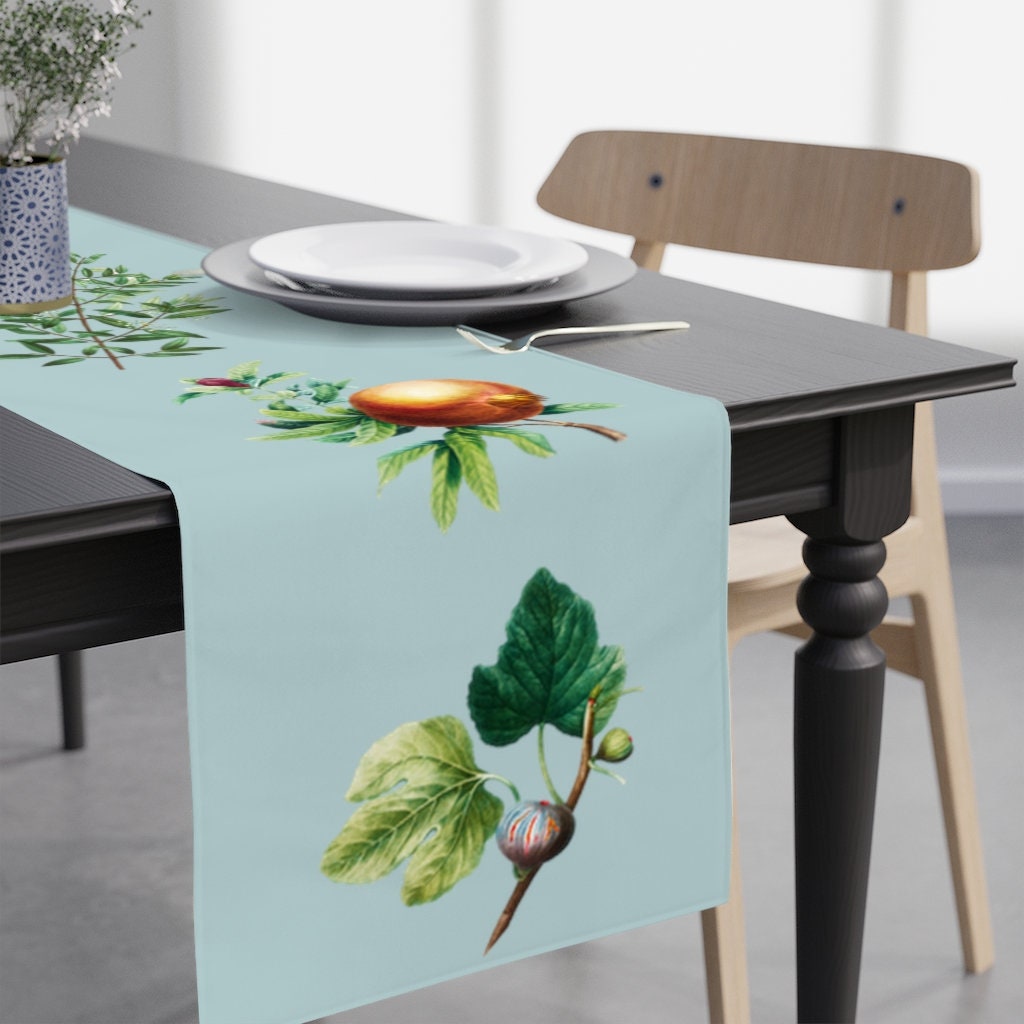 Jewish Holiday White Sky Blue Table Runner tu B'shevat - Etsy