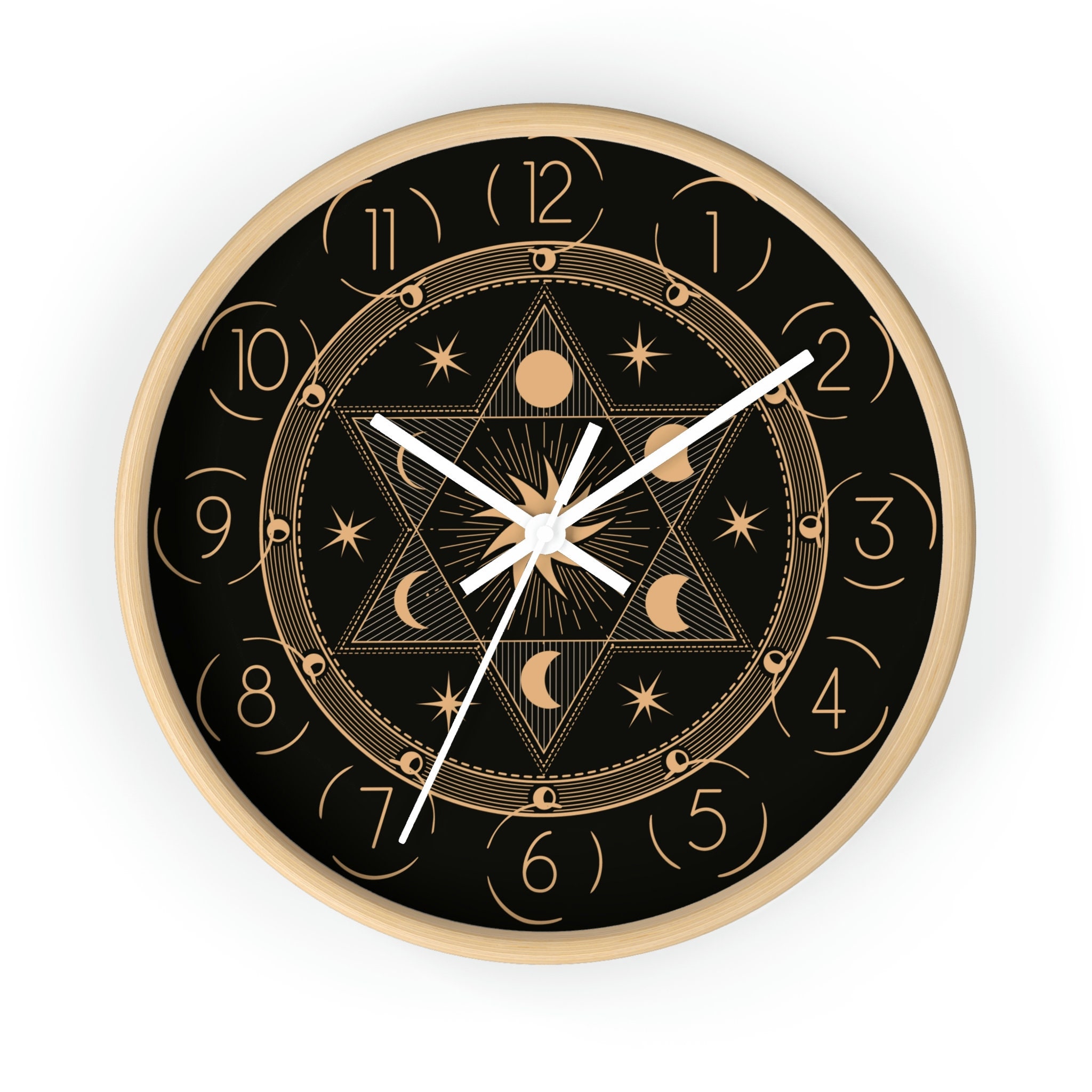 Spiritual Symbols Wall Clock, Star of DAVID Clock, Sacred Symbol Magic ...