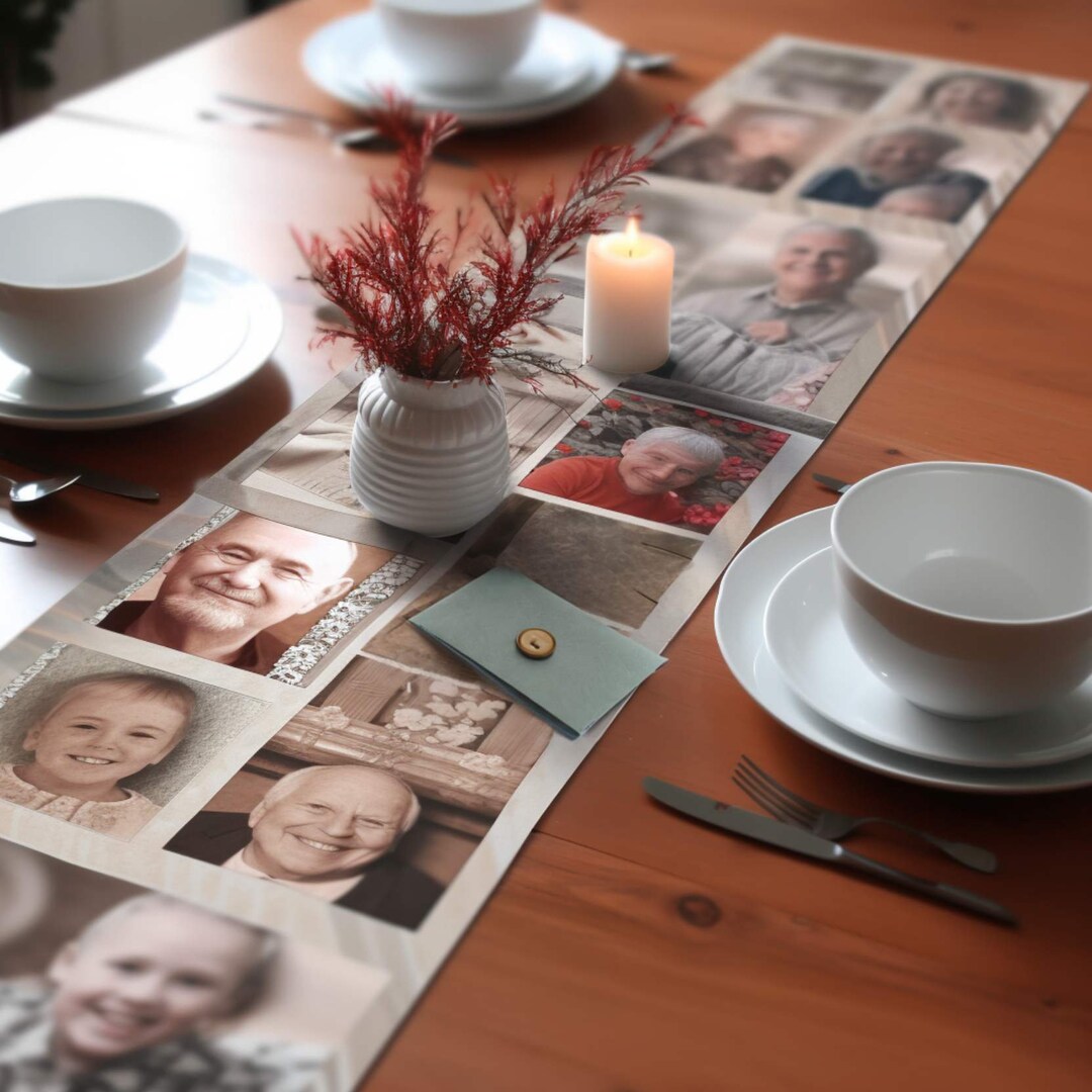 Custom Photo Memories Table Runner, Memory Gift , Nostalgic ...