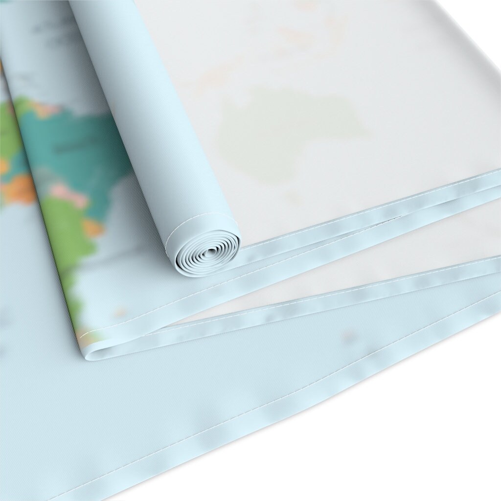 Blue World Map Table Runner Map Table Runner World Table - Etsy