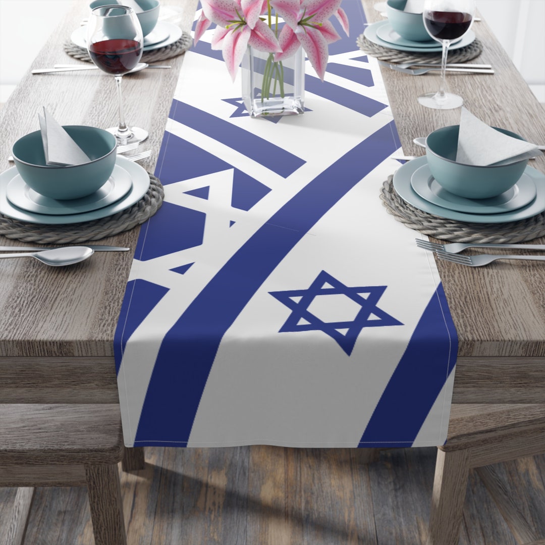 Israel Flag Runner Israeli Table Decor Jewish Table Linen - Etsy
