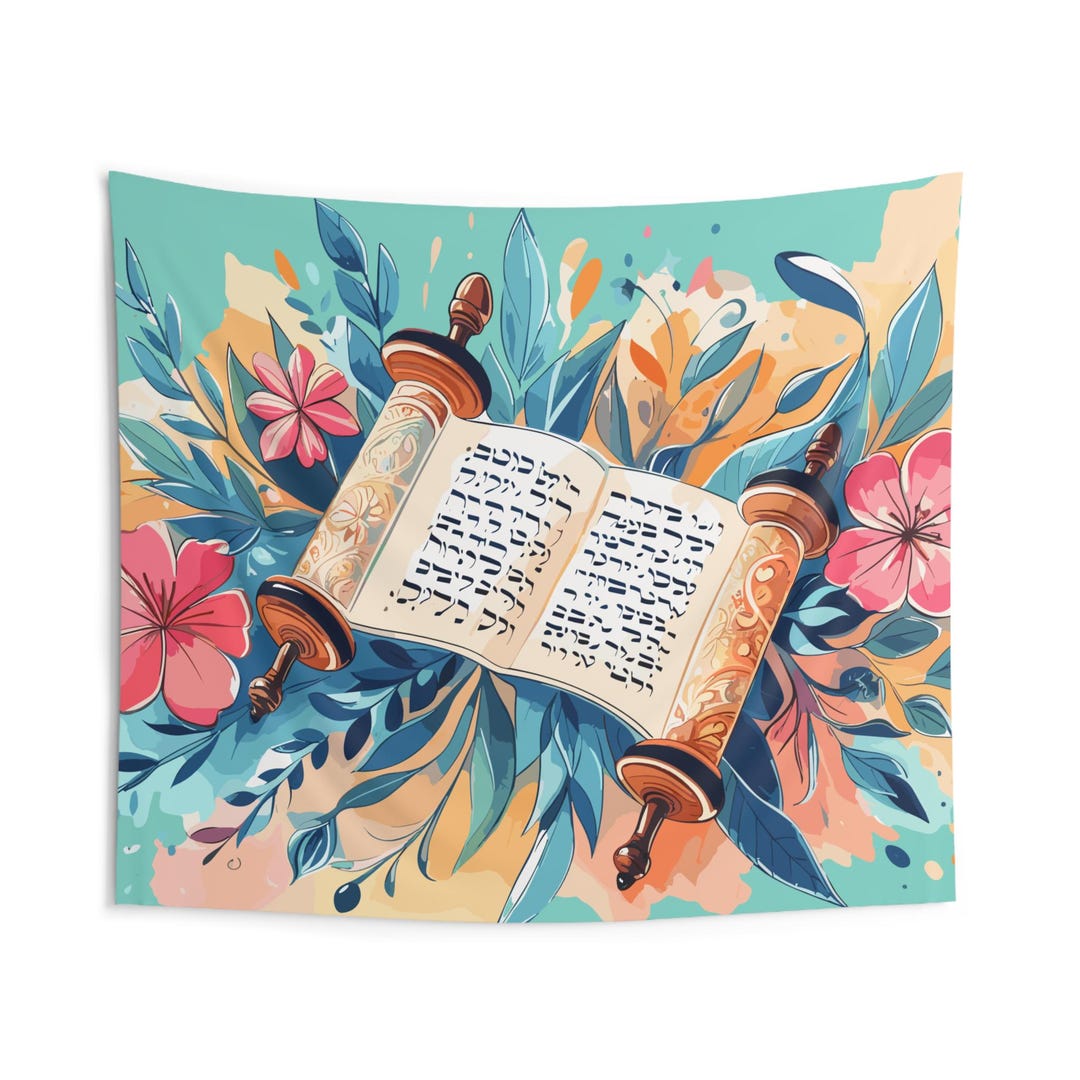 Jewish Torah Surrounding With Fresh Vintage Watercolor Flowers Sukkah ...