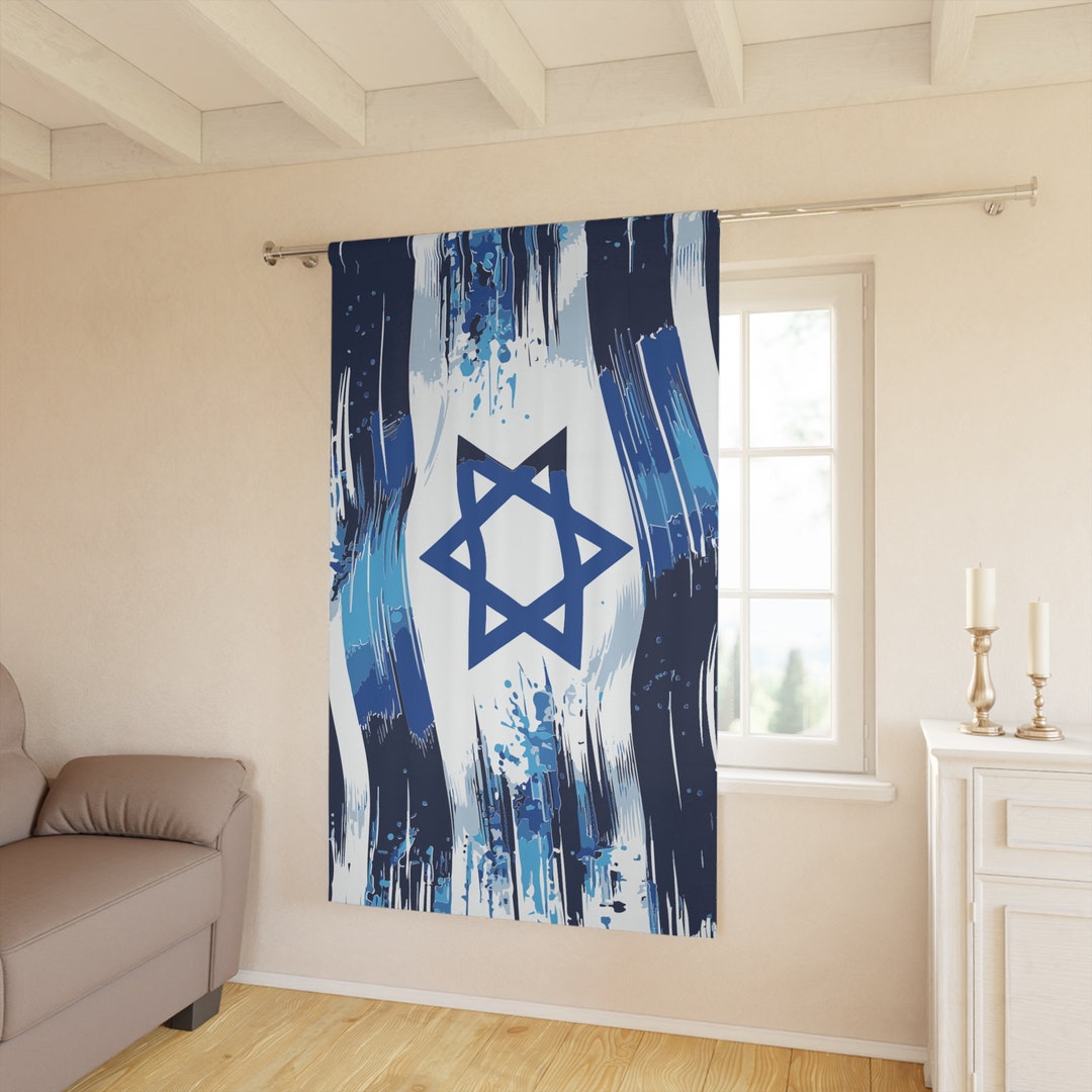 Israel Flag Window Curtain 1 Piece, Stand With Israel , Israel Support ...