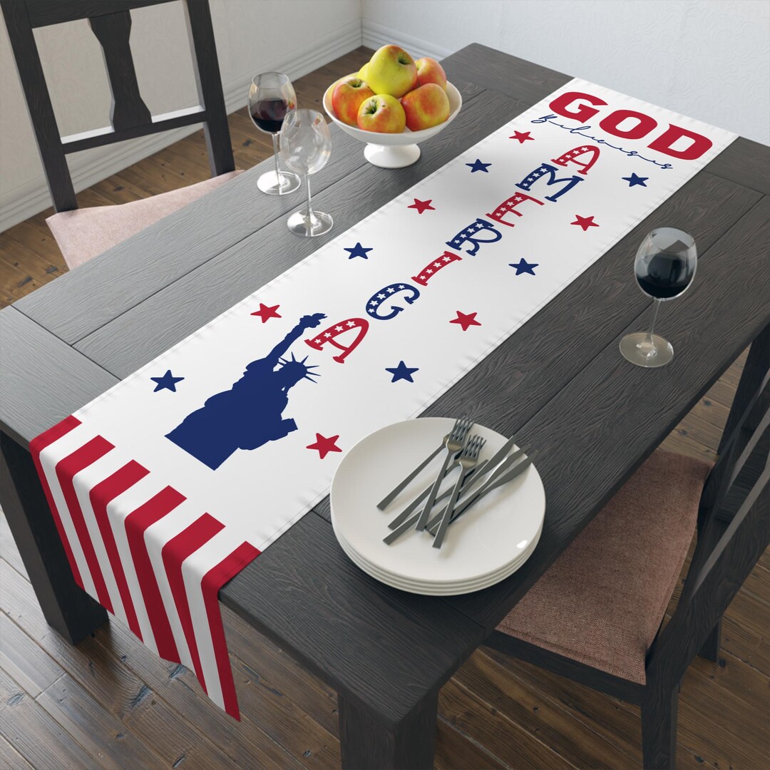 God Bless America, USA Table Runner, Election 2024, Patriotic Decor ...