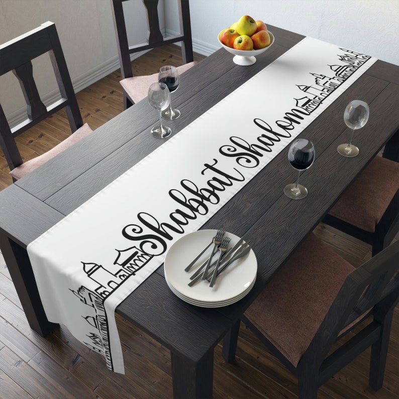 Jerusalem Inspired Shabbat Shalom Table Runner, Minimalist Home Decor ...