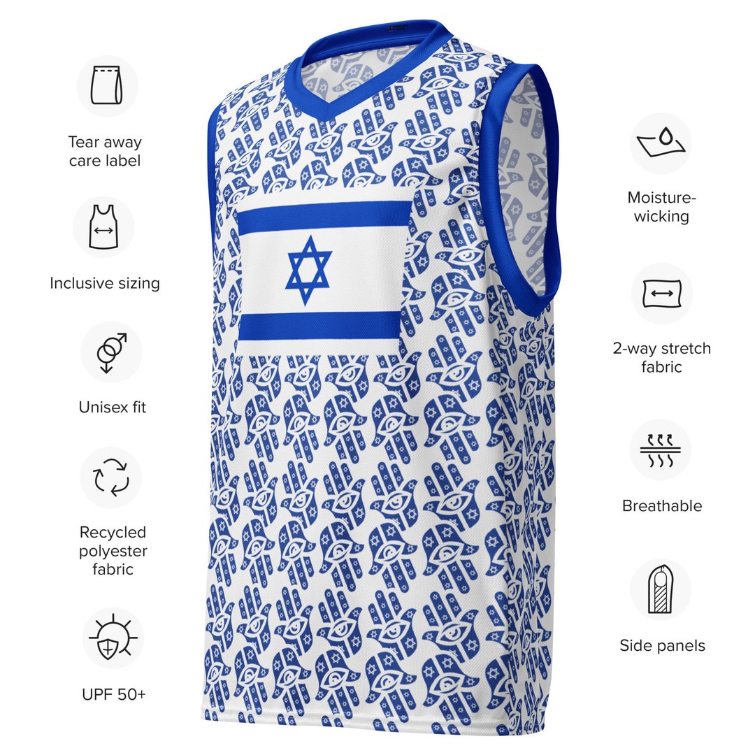 Love Israel Basketball Jersey,recycled Polyester Fabric HAMSA Israeli ...