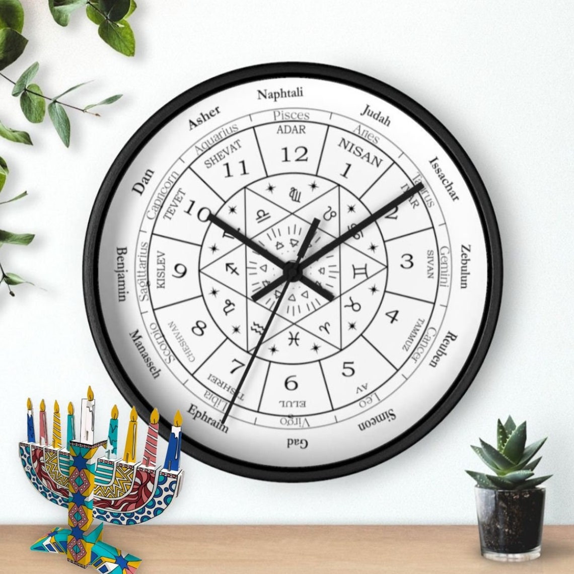 Jewish Calendar Wall Clock 12 Tribes of Israel Jewish Clock - Etsy