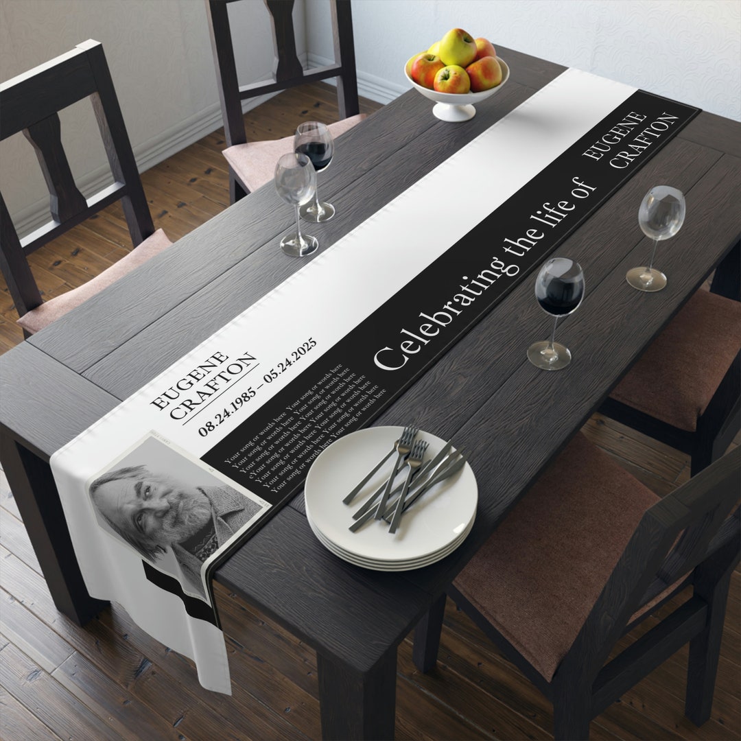 Personalized Memorial Photo Table Runner, Sympathy Gift for Funeral ...