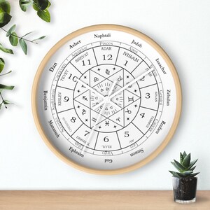 Jewish Calendar Wall Clock 12 Tribes of Israel , Jewish Clock /hebrew ...