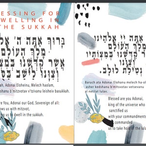 Sukkot Blessings Printable Art for Sukkah, Jewish Holiday Download and ...