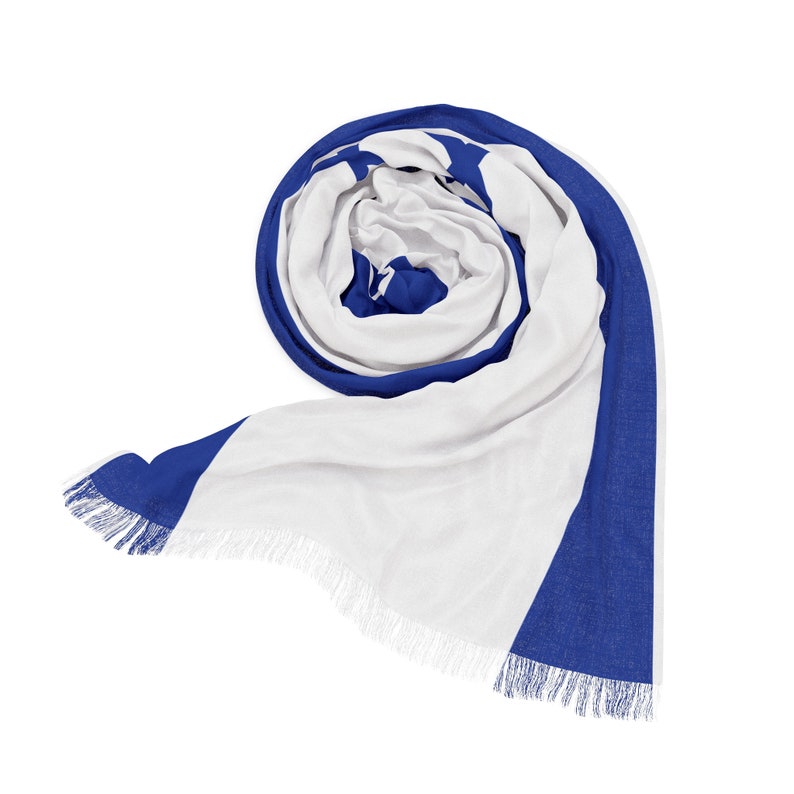 Long Israeli Flag Scarf - Blue & White With Star of David Unique ...