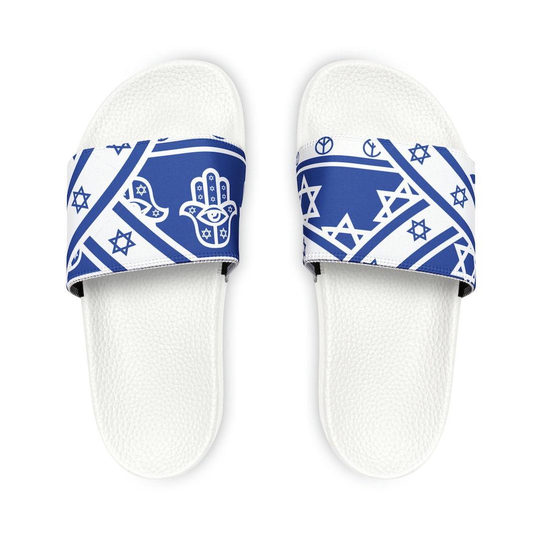 Stand With Israel Sandals, Men's PU Slide Sandals, Flag of Israel - Etsy
