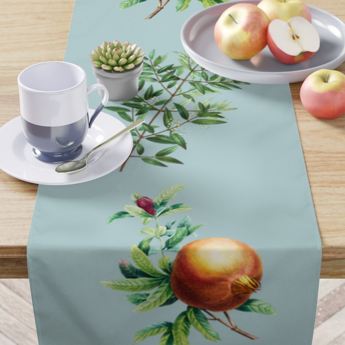 Jewish Holiday White Sky Blue Table Runner tu B'shevat - Etsy