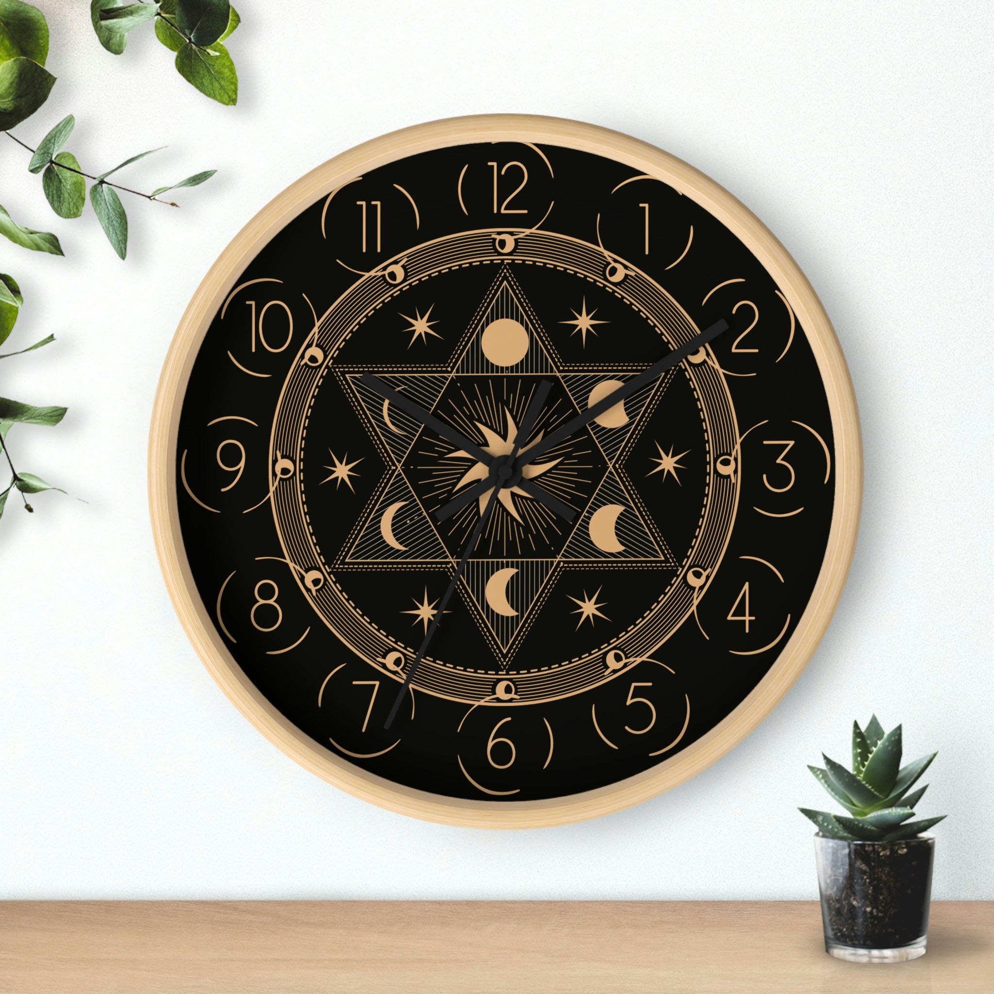 Spiritual Symbols Wall Clock, Star of DAVID Clock, Sacred Symbol Magic ...