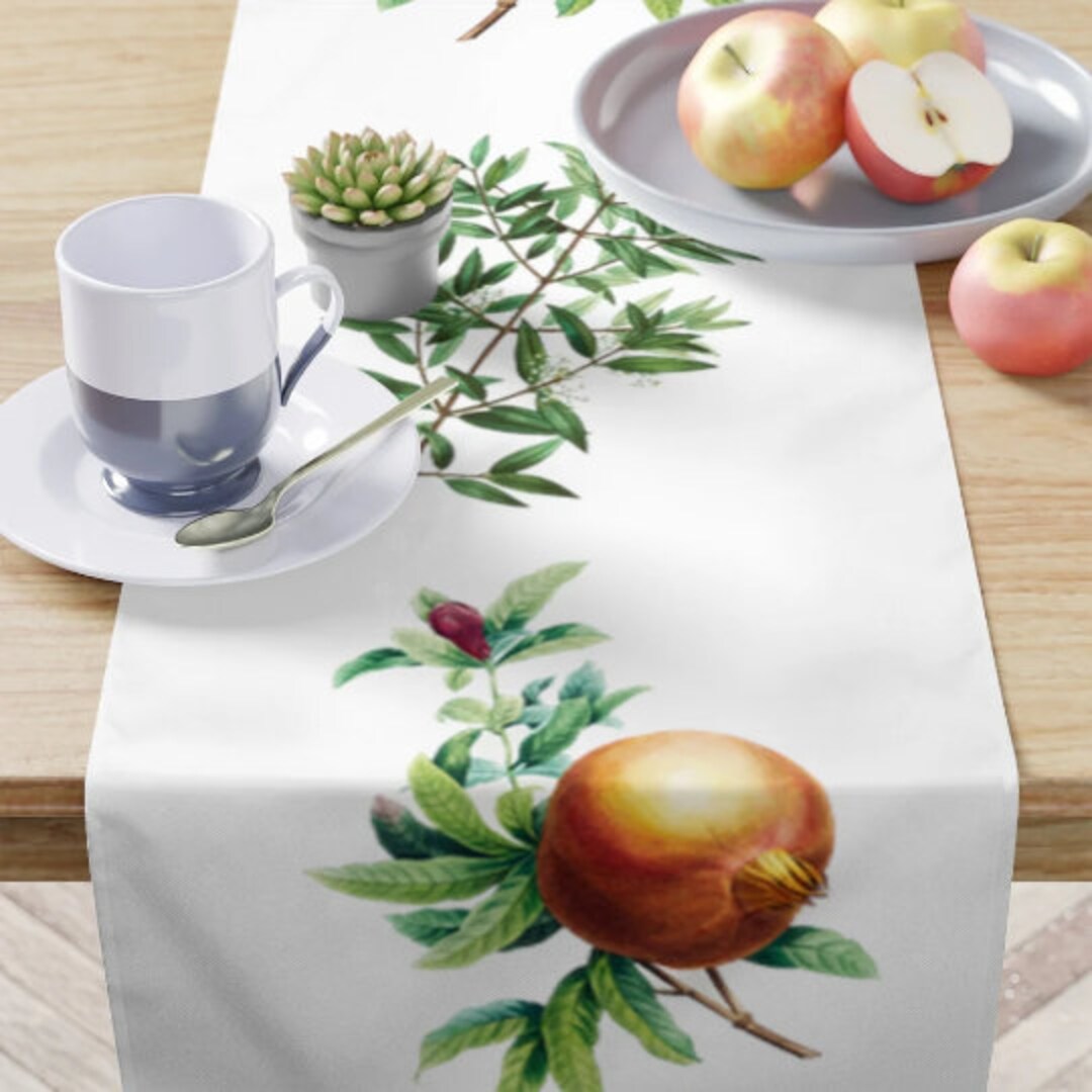 Jewish Holiday White Sky Blue Table Runner ,tu B'shevat, Jewish Gift ...