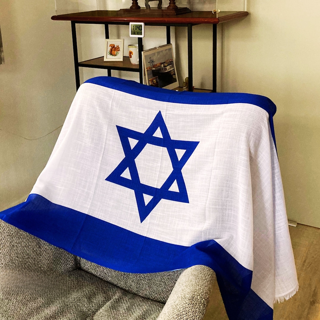 Long Israeli Flag Scarf - Blue & White With Star of David Unique ...
