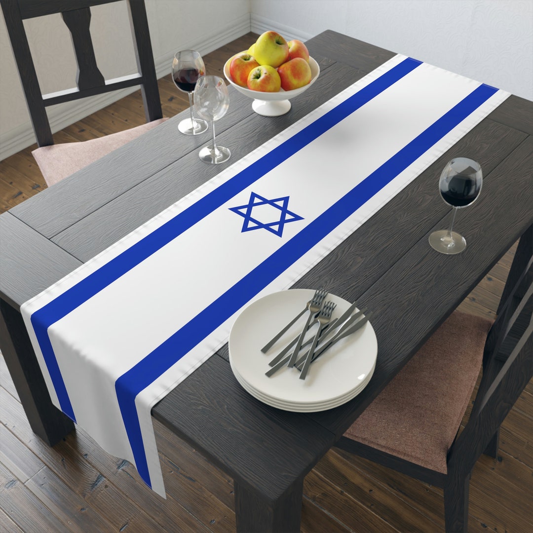 Israel Flag Table Runner, Jewish, Zion, Israeli, Star of David, Israeli ...
