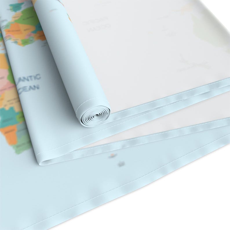 Blue World Map Table Runner , Map Table Runner, World Table Runner ...
