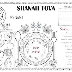 Download and Print Rosh Hashanah Seder Placemat, Simanim / Signs and ...