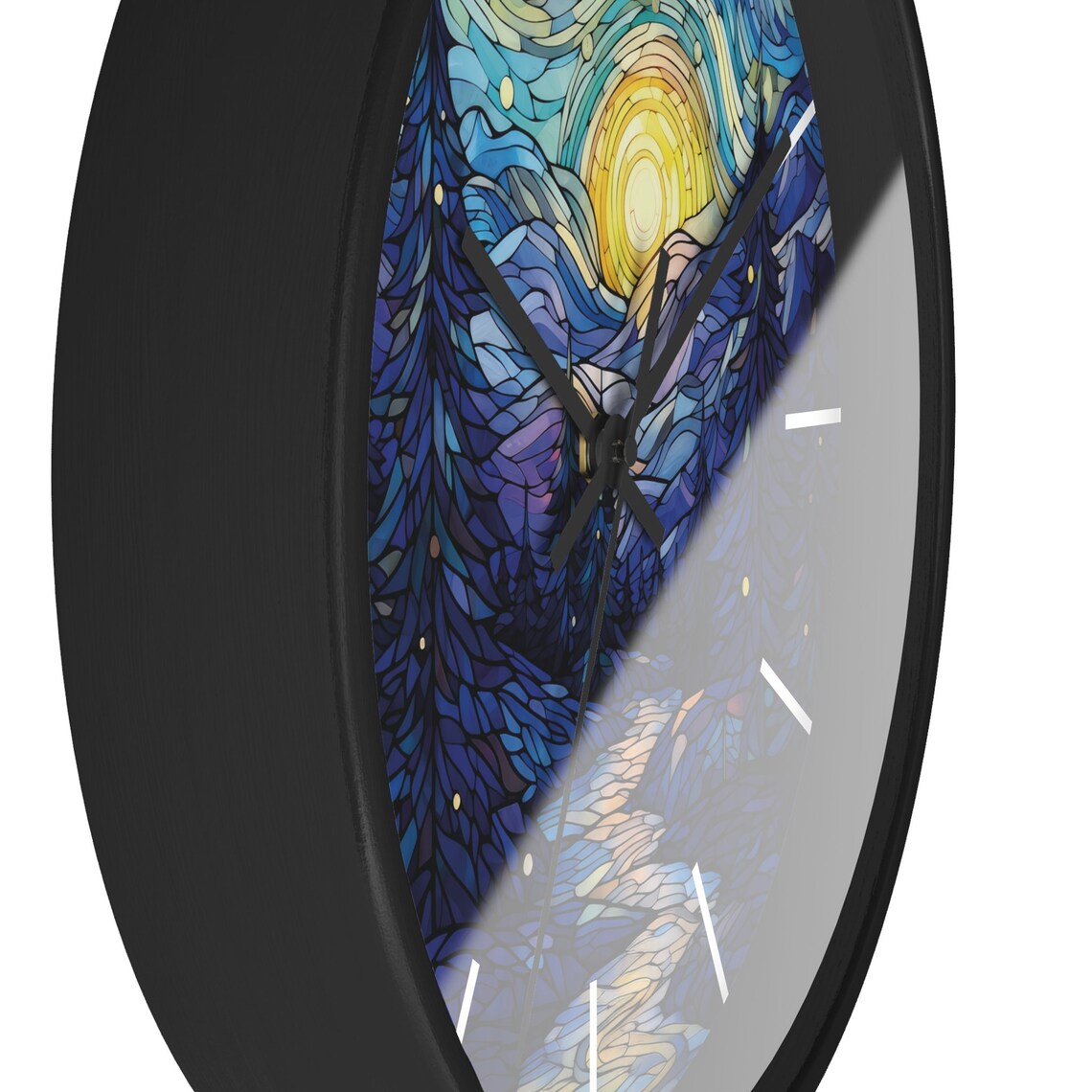 Starry Night Clock, Vincent Van Gogh Stained Glass Style Wooden Wall ...