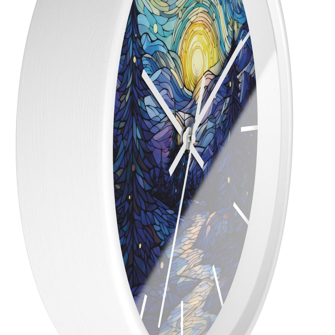 Starry Night Clock, Vincent Van Gogh Stained Glass Style Wooden Wall ...