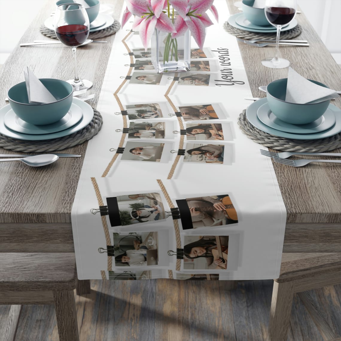 Photo Table Runner, Photo Collage Custom Table Runner, Personalized ...