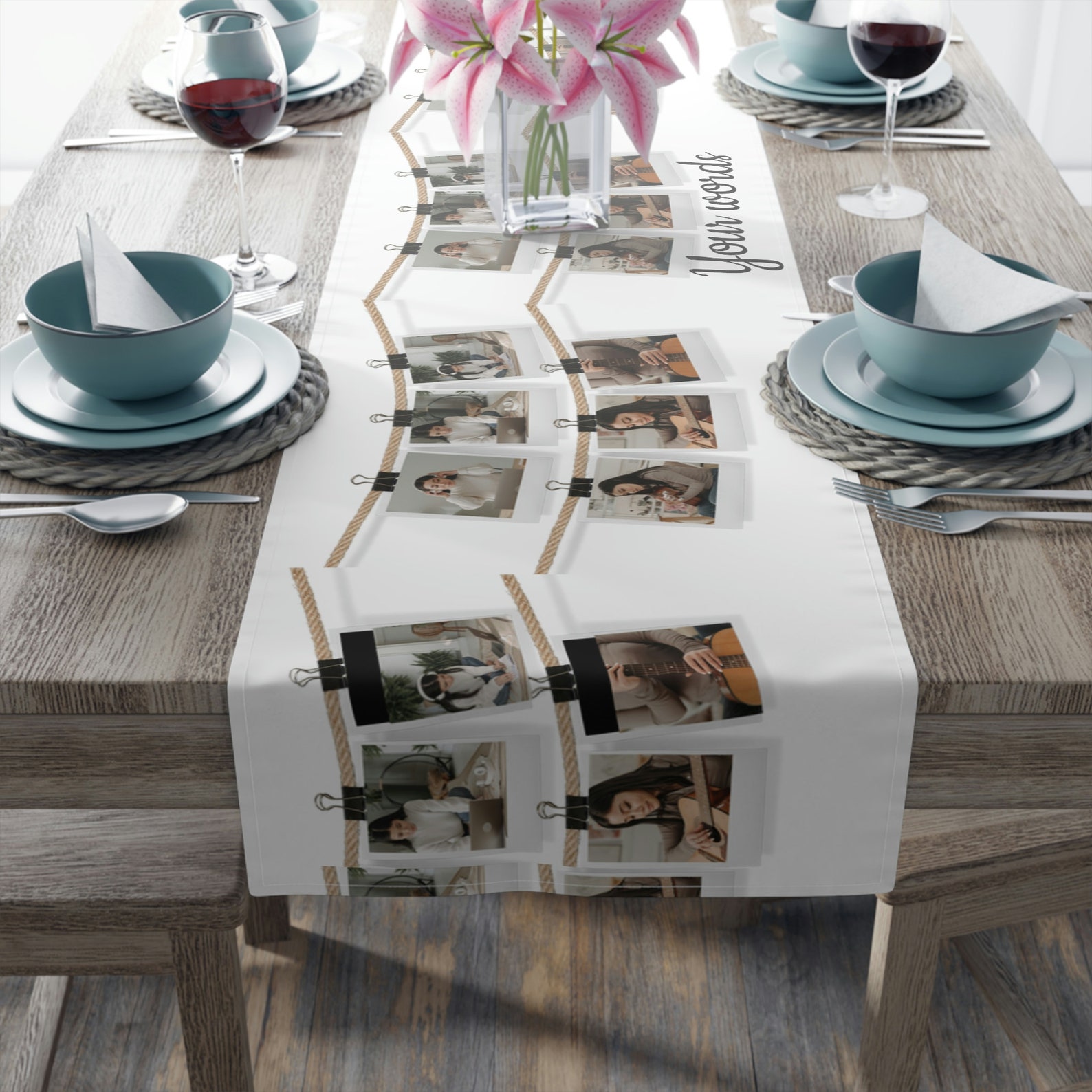 Photo Table Runner, Photo Collage Custom Table Runner, Personalized ...