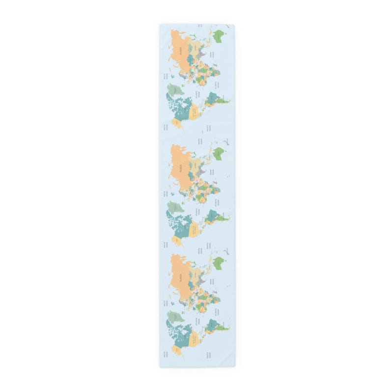 Blue World Map Table Runner , Map Table Runner, World Table Runner ...