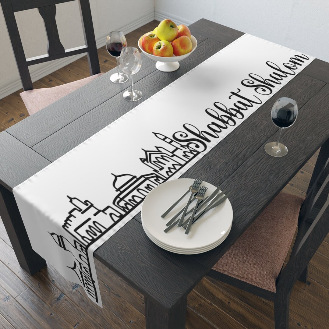 Shabbat Shalom Table Runner -shabbat Tablecloth ,seder Gift, Home Decor ...