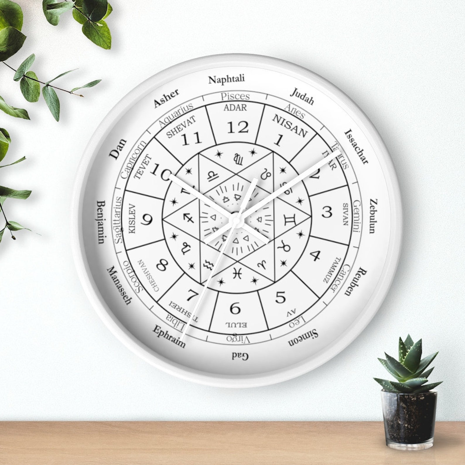 Jewish Calendar Wall Clock 12 Tribes of Israel , Jewish Clock /hebrew ...