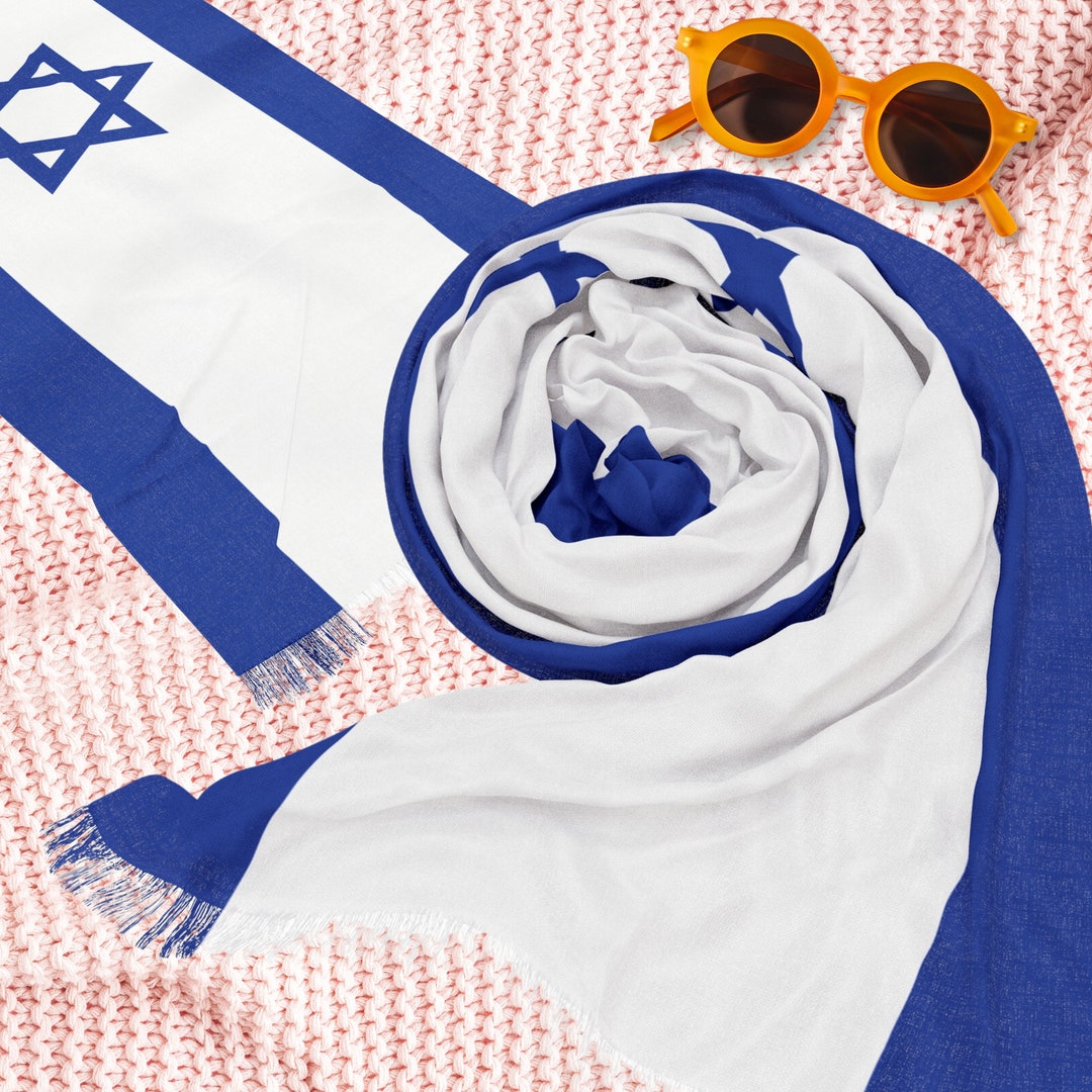 Israel Flag Scarf, Light Israeli Scarf, Israeli Pride Accessory, Blue ...