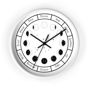Moon Phases Wall Clock, Hebrew Month - Etsy