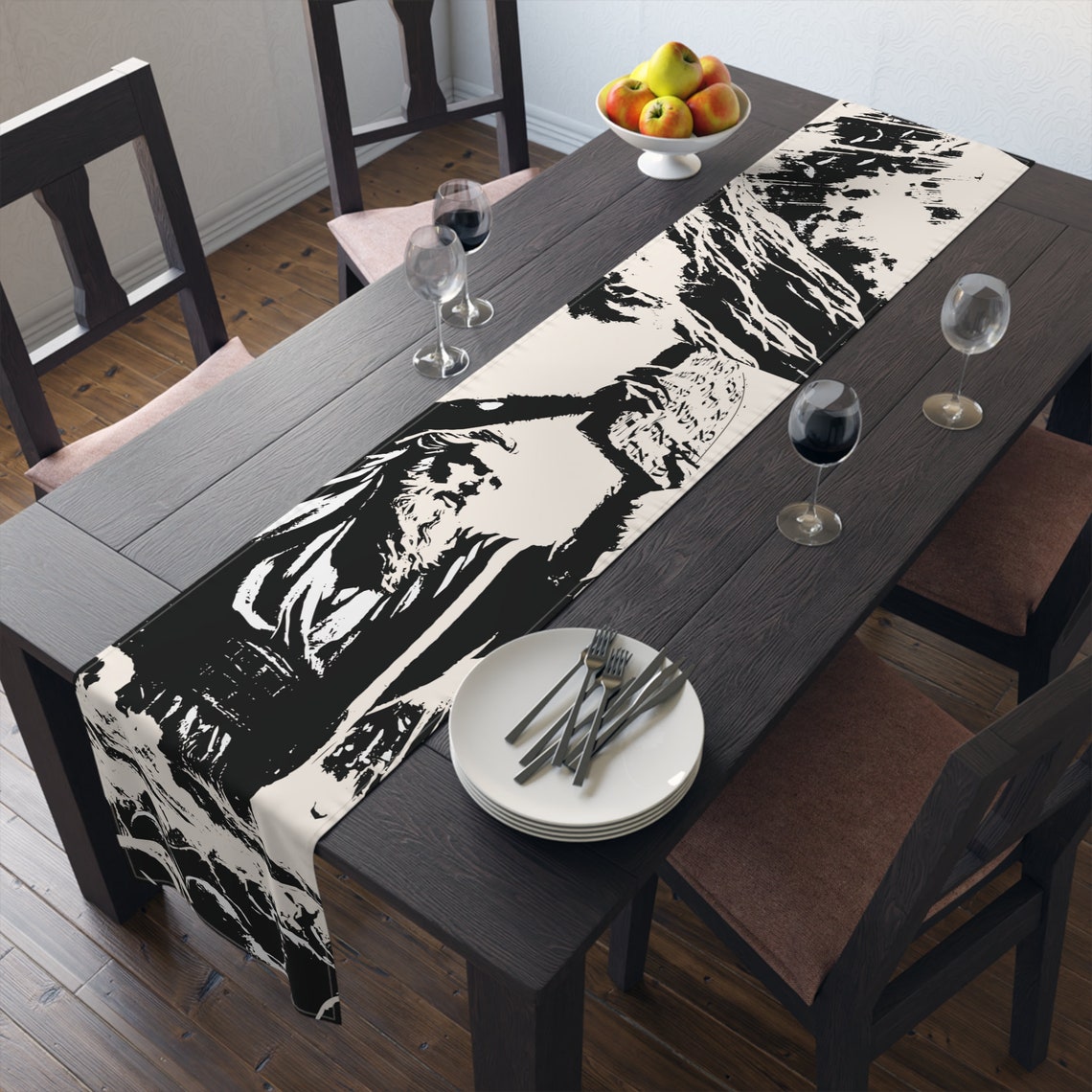 Moses Table Runner, Ten Commandments Decor, Biblical Theme Linen ...