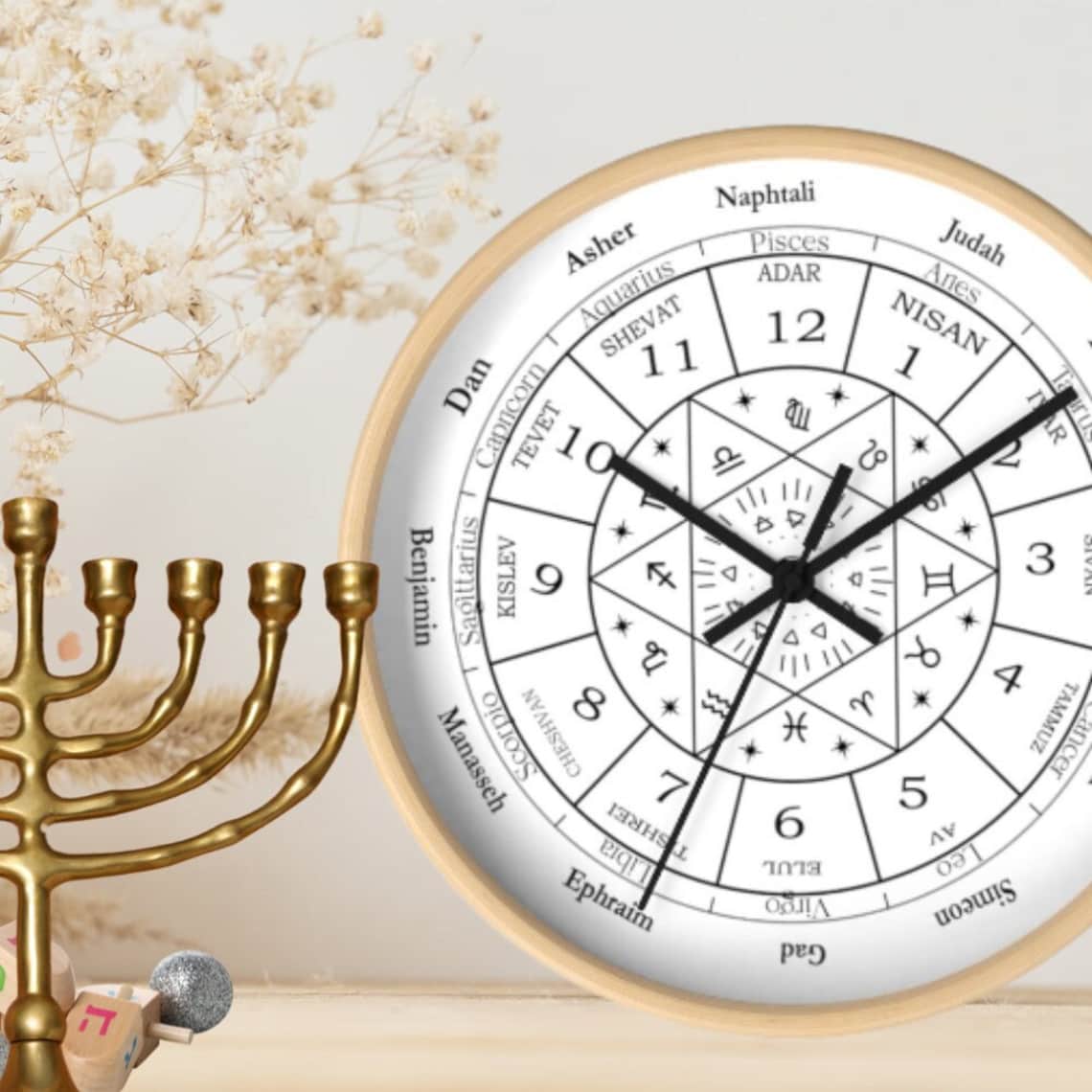 Jewish Calendar Wall Clock 12 Tribes of Israel Jewish Clock - Etsy