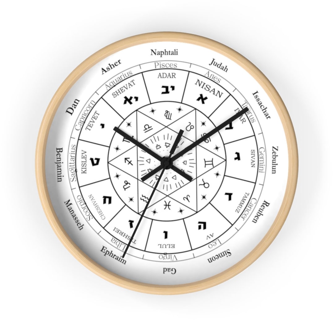 The Hebrew Alphabet Jewish Clock 12 Tribes of Israel , Jewish Clock ...