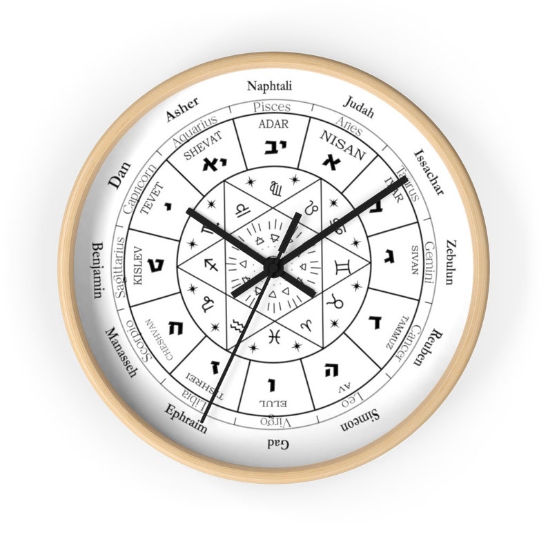 The Hebrew Alphabet Jewish Clock 12 Tribes of Israel , Jewish Clock ...