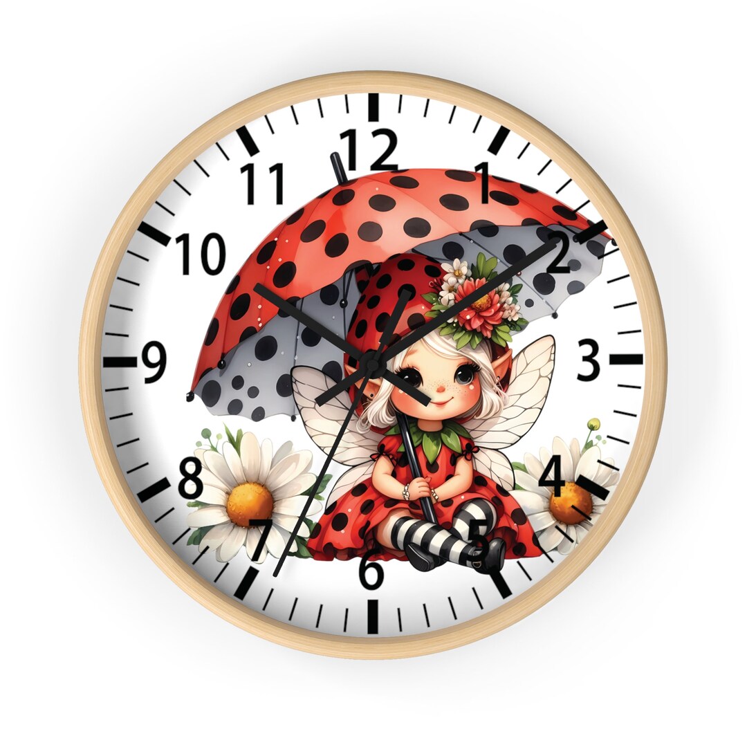Ladybug Wall Clock Nursery Room Art Decor ,clock With Ladybugs, Red ...