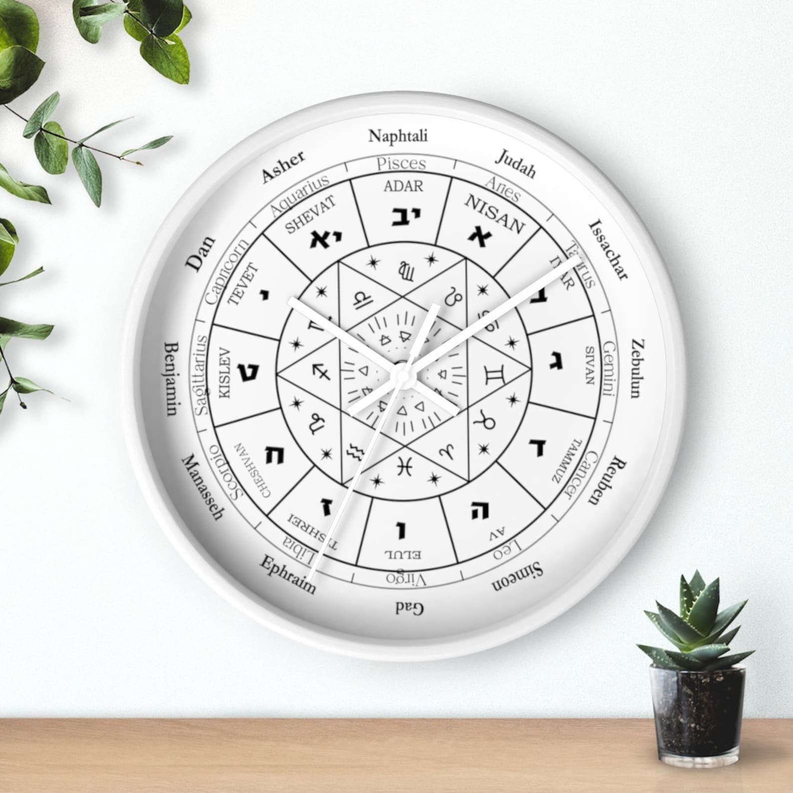 The Hebrew Alphabet Jewish Clock 12 Tribes of Israel , Jewish Clock ...