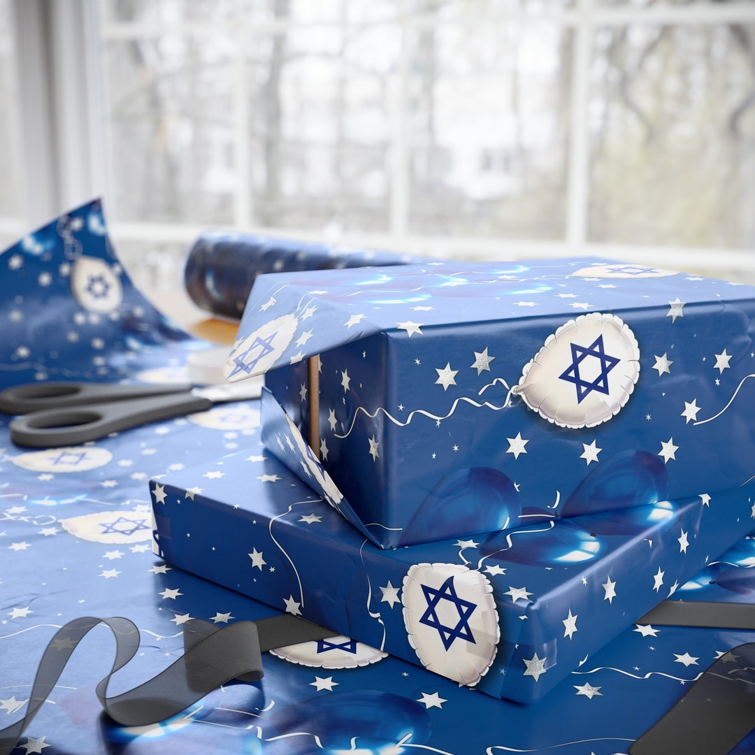 Jewish Holiday Wrapping Papers, Israel Gift, Israeli Gift Wrap, Star of ...