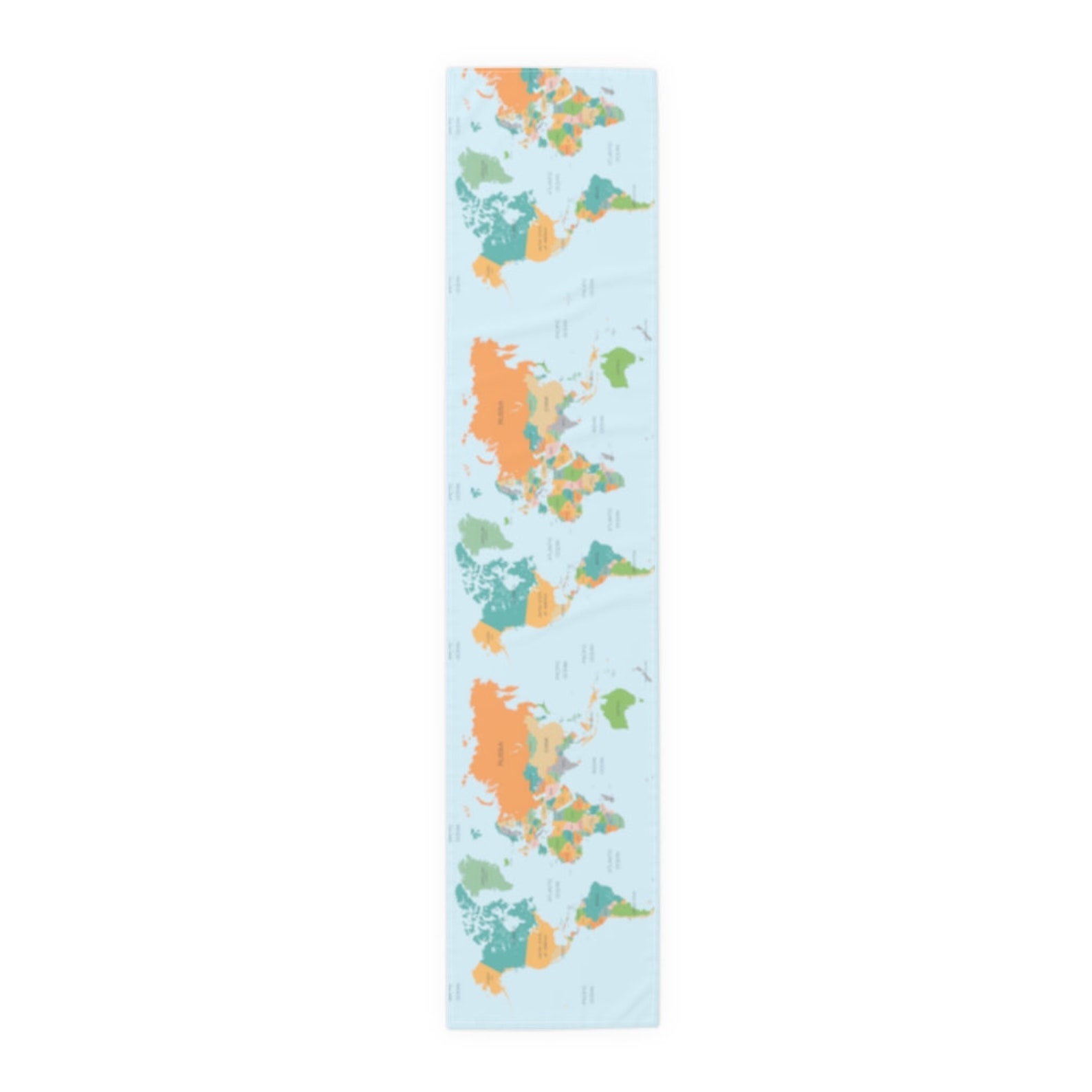 Blue World Map Table Runner Map Table Runner World Table - Etsy